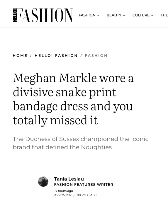 When Meghan donned that snake print number, she embodied exactly what the bandage dress was ...